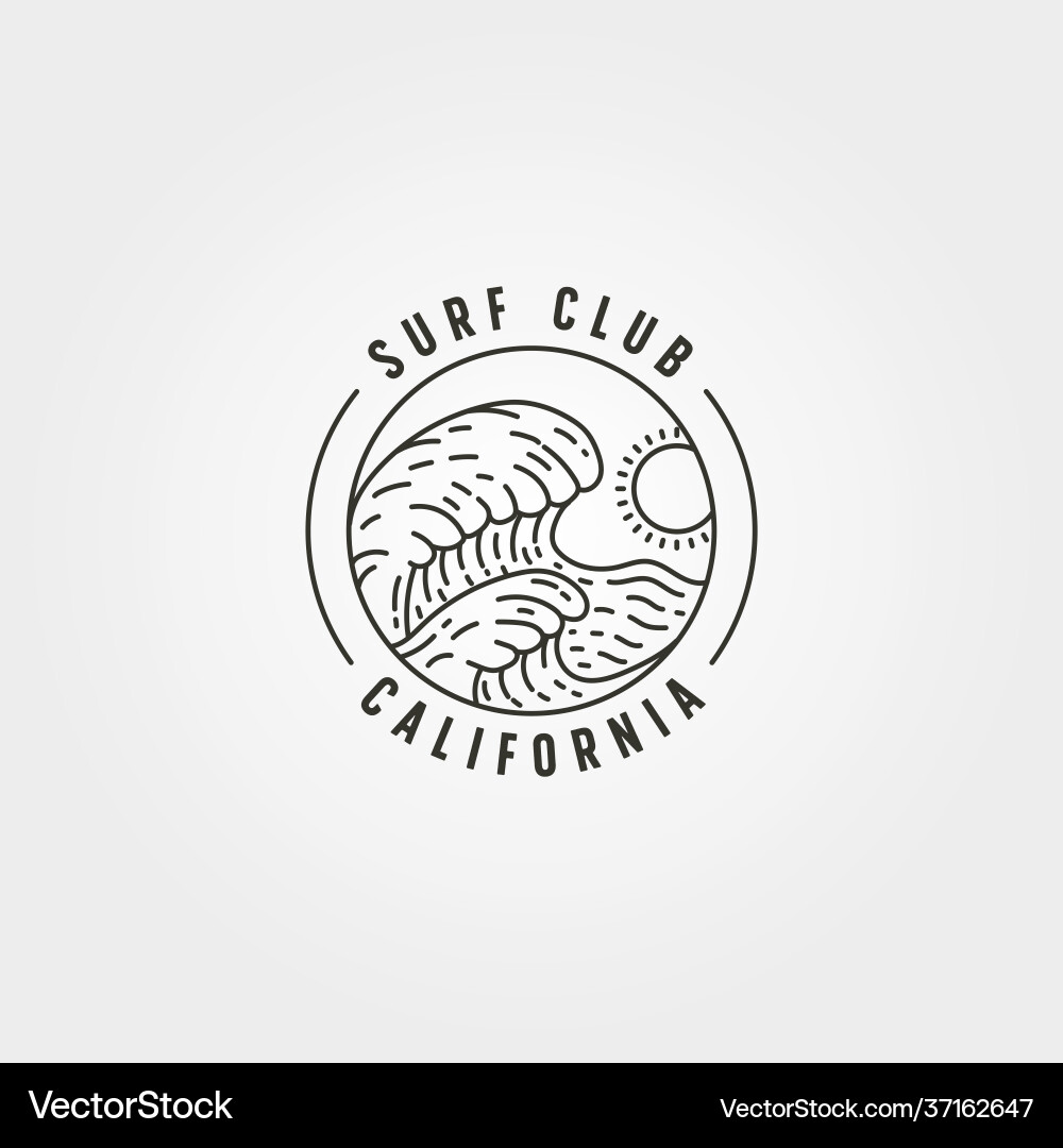 Ocean wave surf line logo symbol design Royalty Free Vector