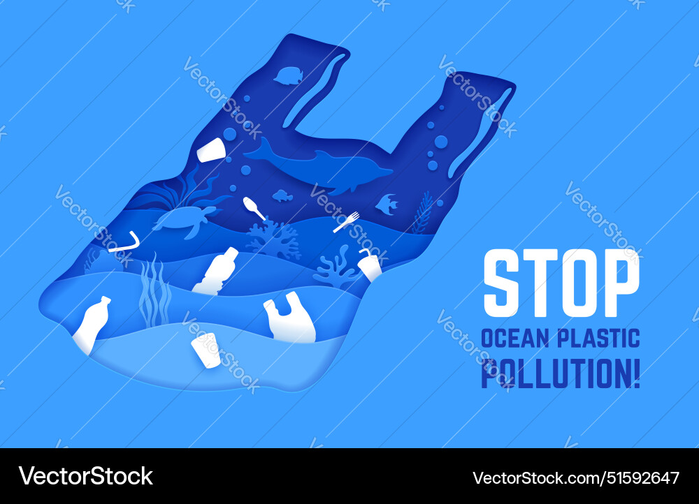 Polluted water plastic waste on the sea bottom Vector Image