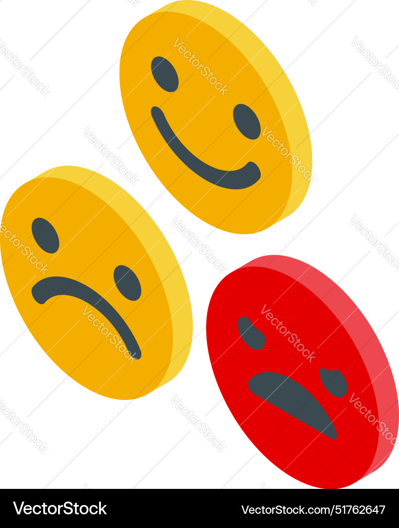 Three emoticons showing positive neutral Vector Image