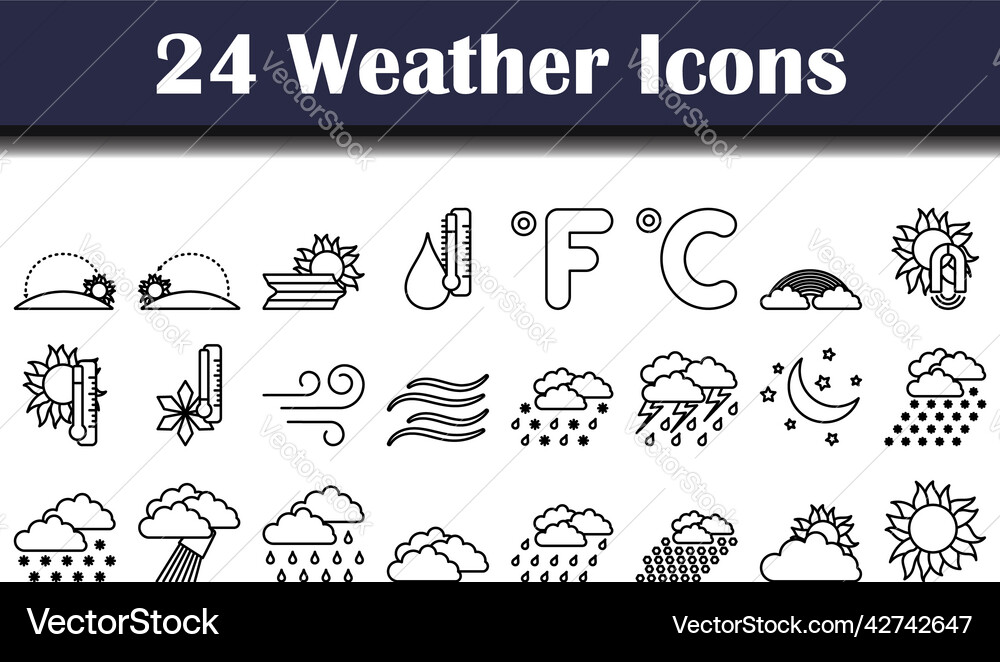 Wetter Icon Set Lizenzfreies Vektorbild - VectorStock