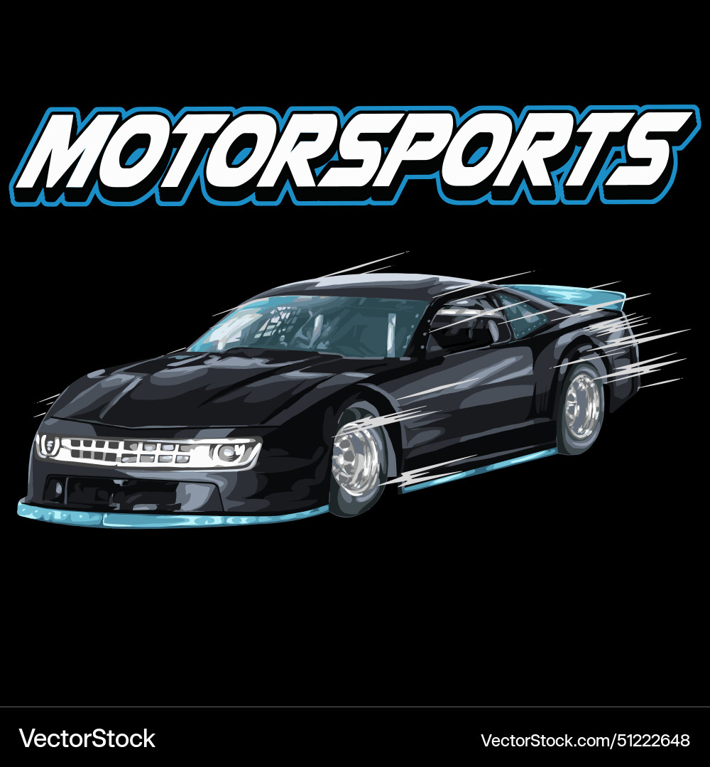 Black drag racing car with blue strip Royalty Free Vector