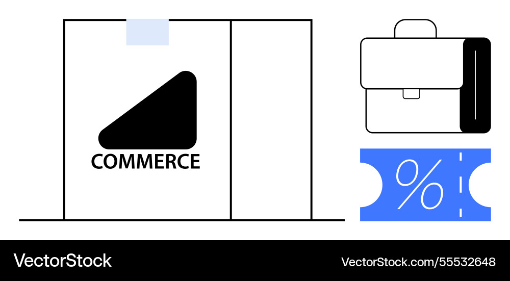 Commerce package briefcase and discount coupon Vector Image