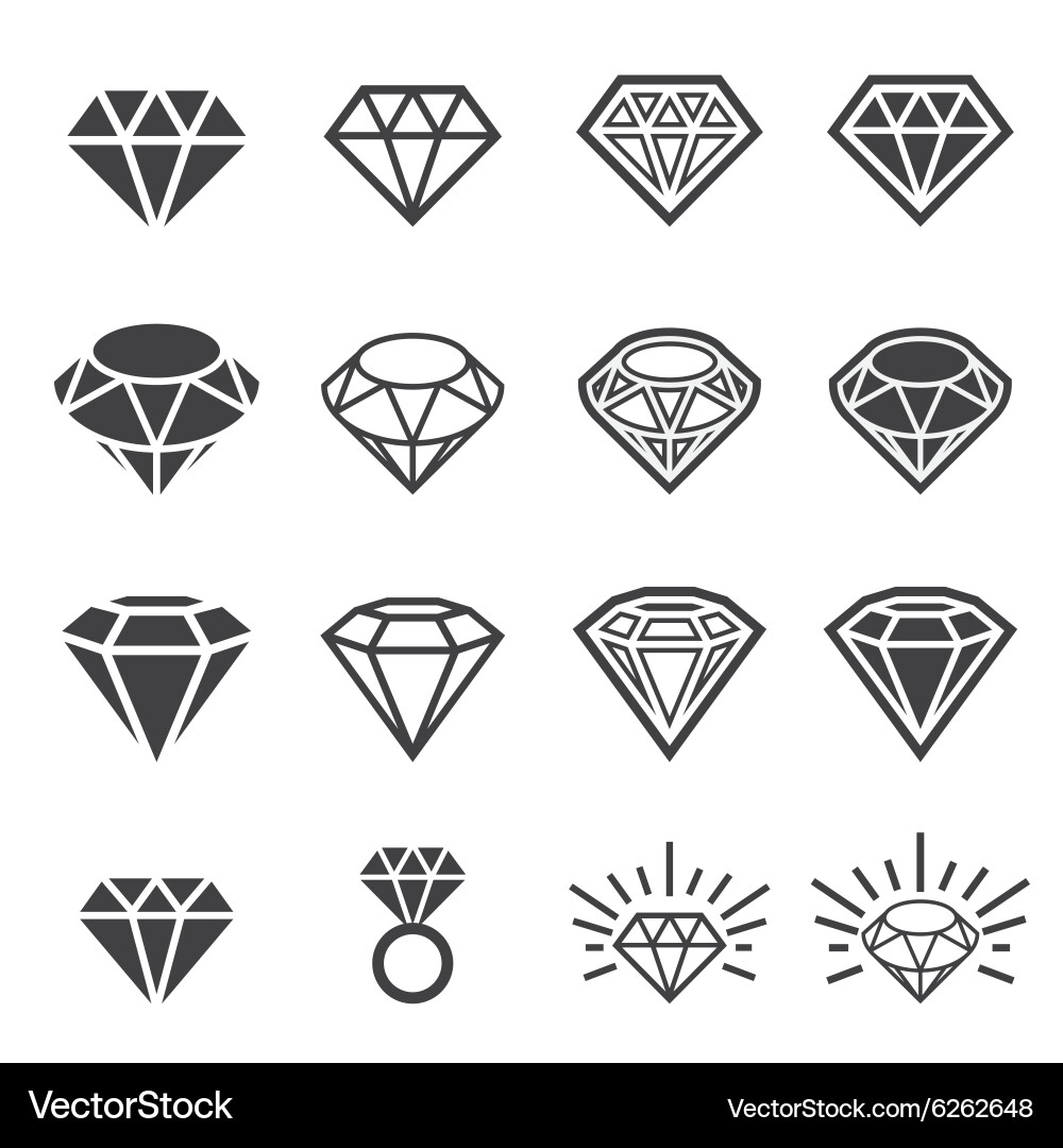 Diamond icon set Royalty Free Vector Image - VectorStock