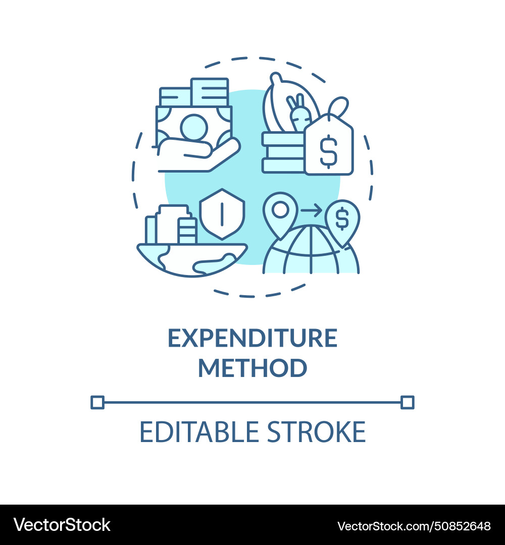 Expenditure Method Soft Blue Concept Icon Vector Image