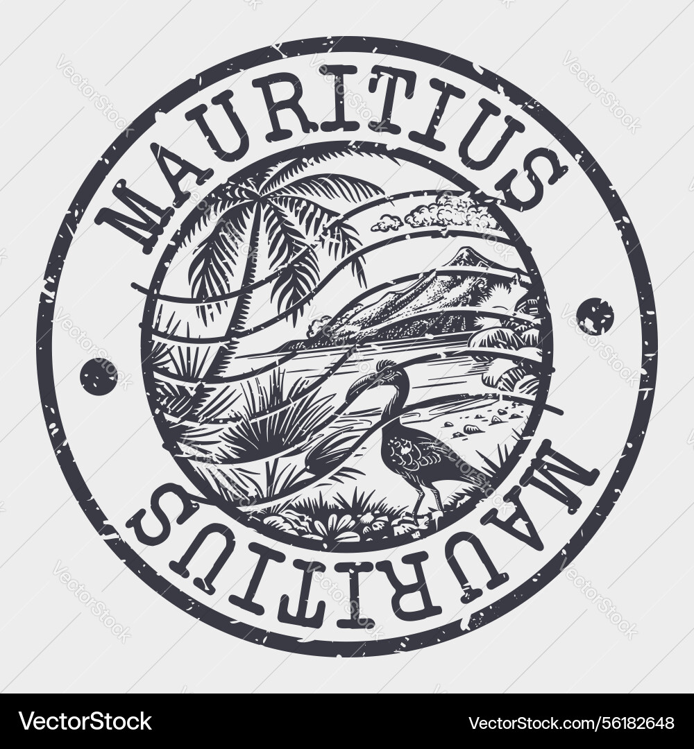 Mauritius stamp postal silhouette seal Royalty Free Vector