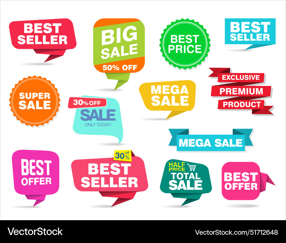 Modern colorful sale stickers collection Vector Image