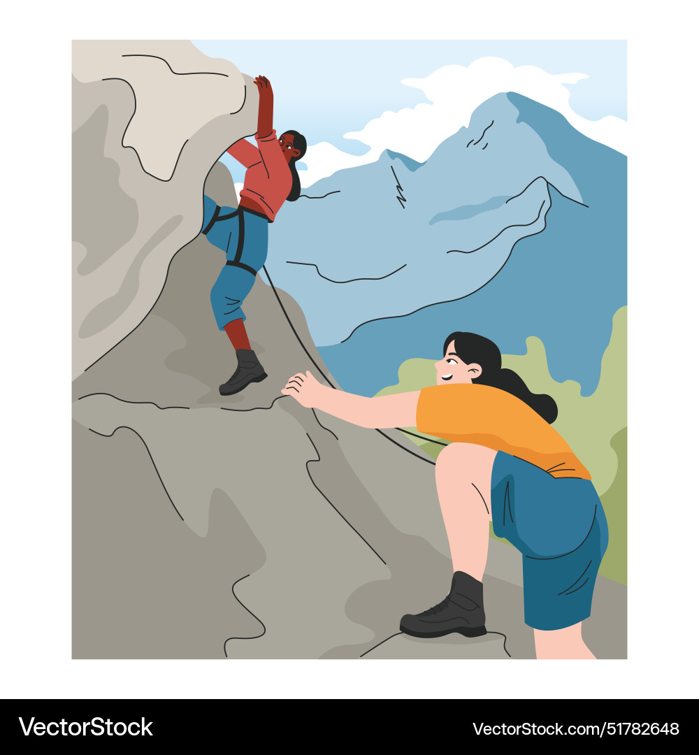 Mountaineering mountain climbers with backpacks Vector Image