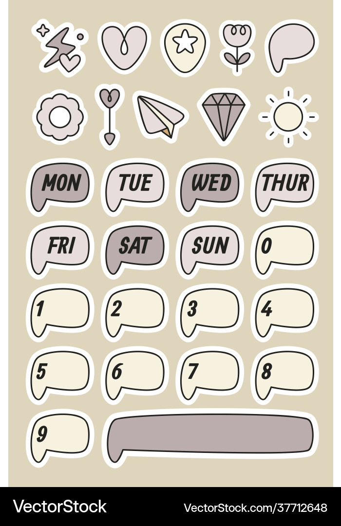 Planner sticker set Royalty Free Vector Image - VectorStock