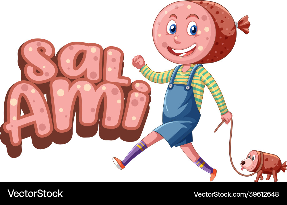 Salami logo text design with character Royalty Free Vector