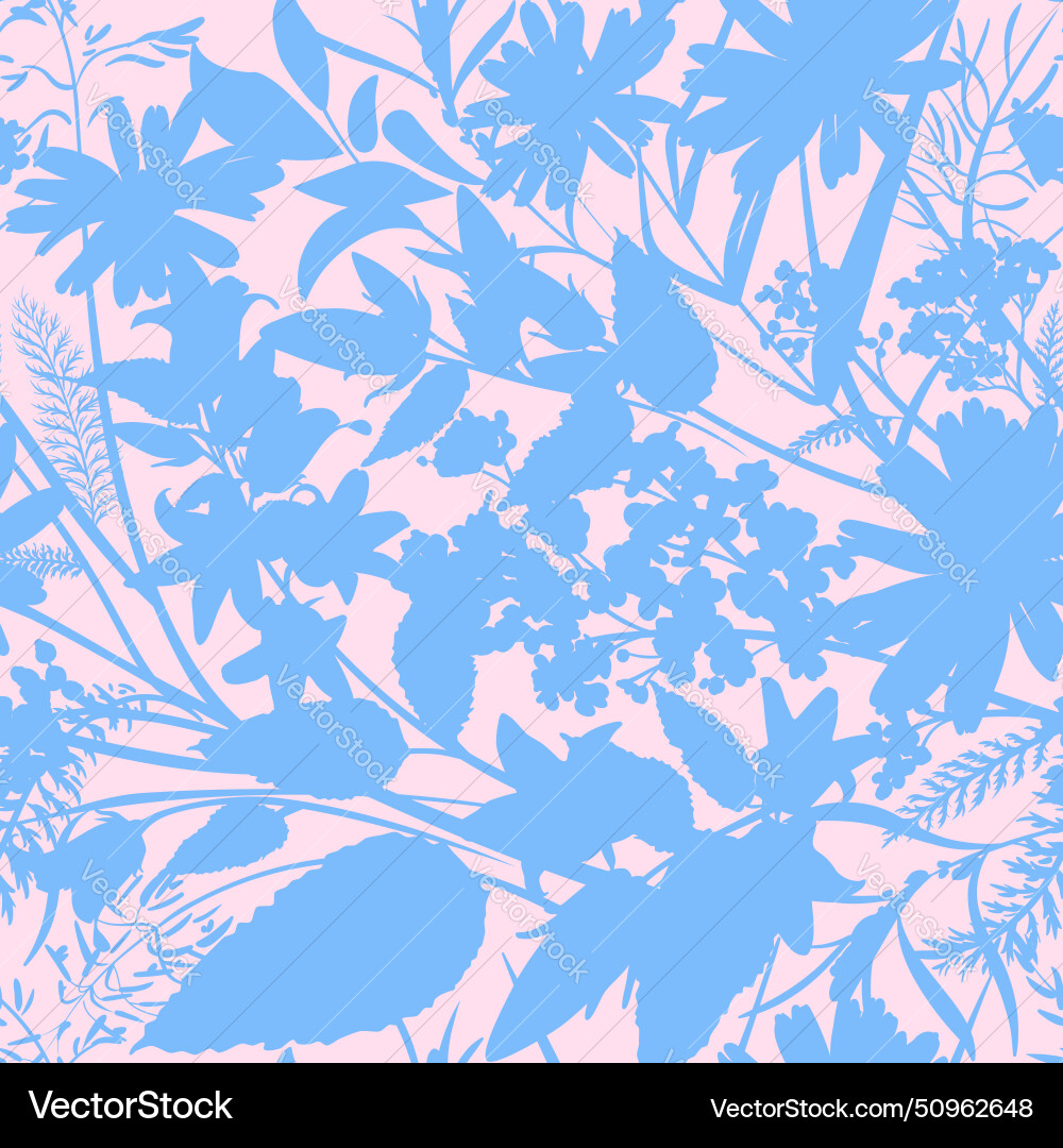 Seamless Pattern With Blue Flowers Royalty Free Vector Image