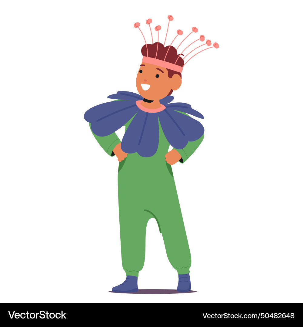 Small enchanting boy character adorned in vibrant Vector Image