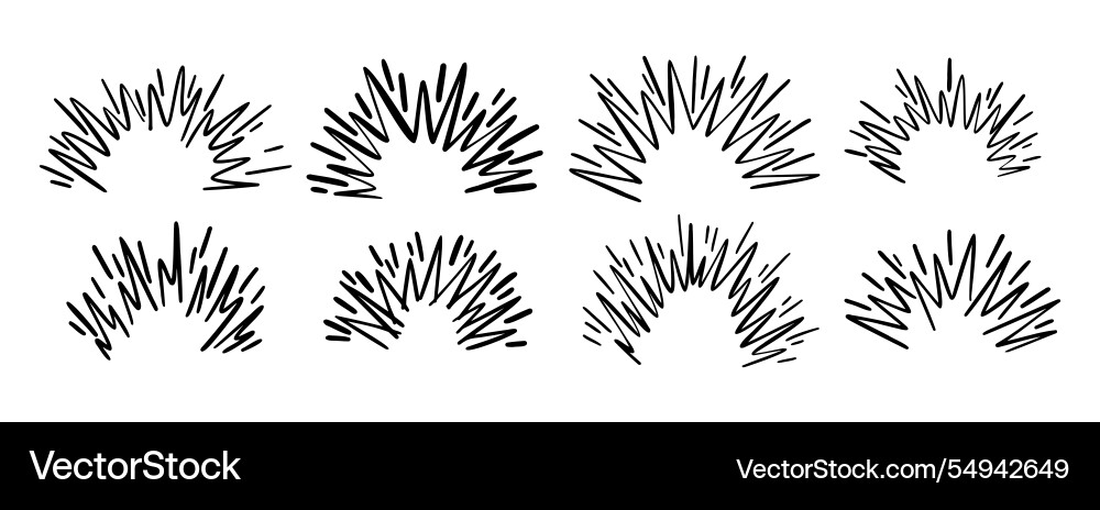 Cartoon doodle line hand drawn boom effect set Vector Image