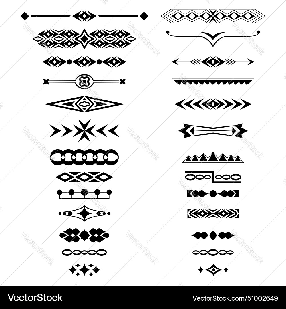 Collection of black dividers isolated Royalty Free Vector