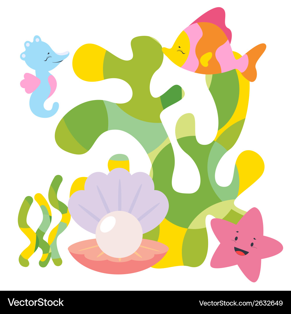 Cute sea characters composition Royalty Free Vector Image