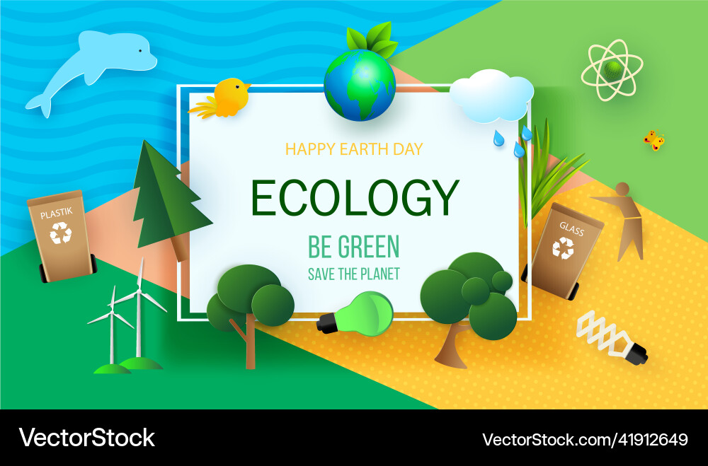 Earth day banner background with clouds Royalty Free Vector