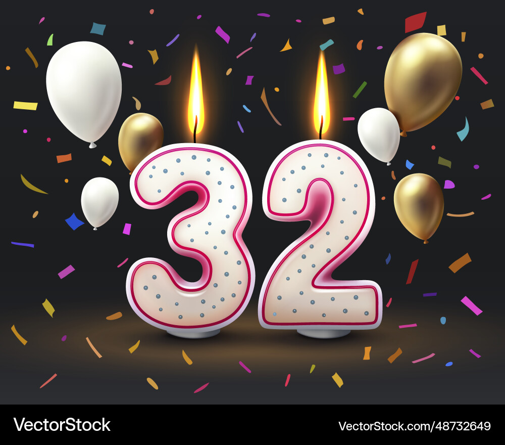 Happy birthday years 32 anniversary Royalty Free Vector