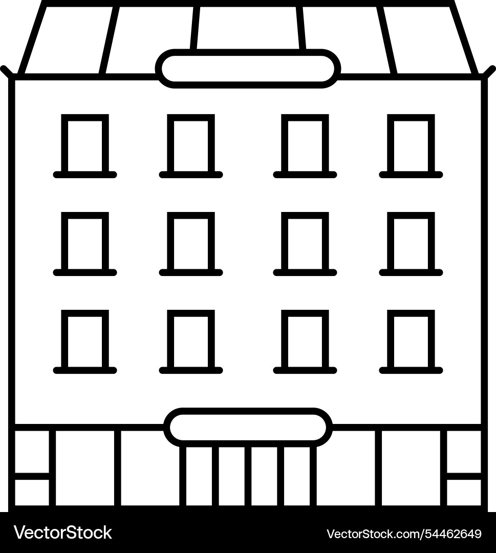 Hotel building hospitality line icon Royalty Free Vector