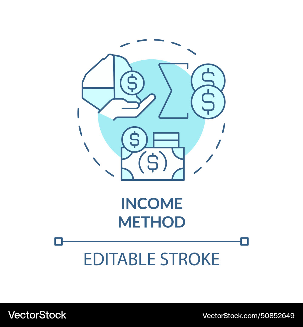 Income method soft blue concept icon Royalty Free Vector