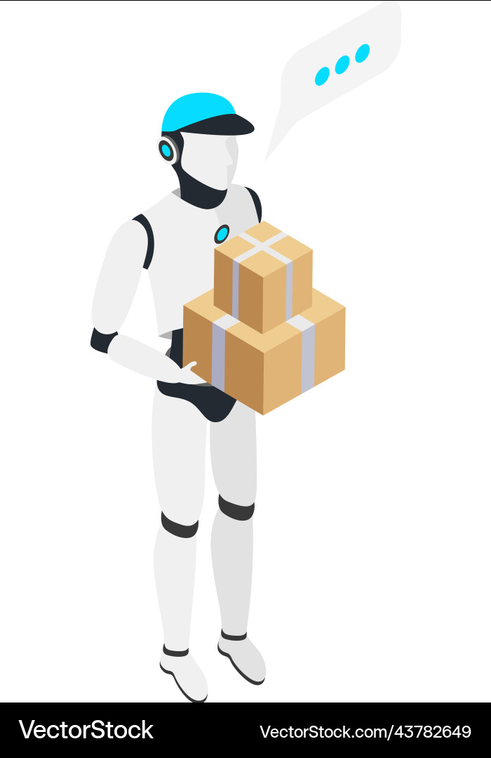Isometric delivery robot Royalty Free Vector Image