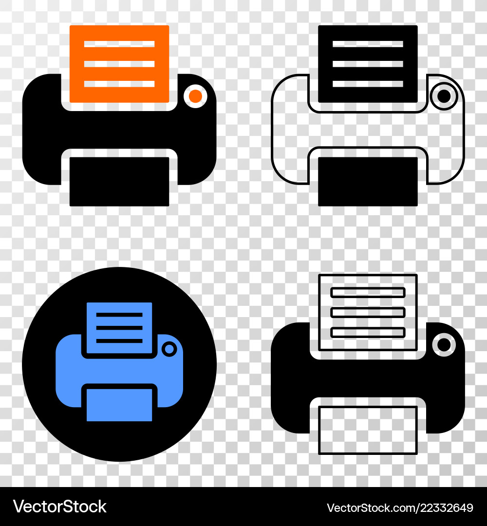 Printer eps icon with contour version Royalty Free Vector