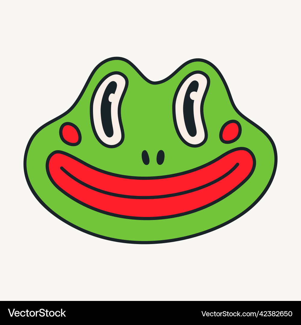 Cartoon funny cute frog comic character Royalty Free Vector