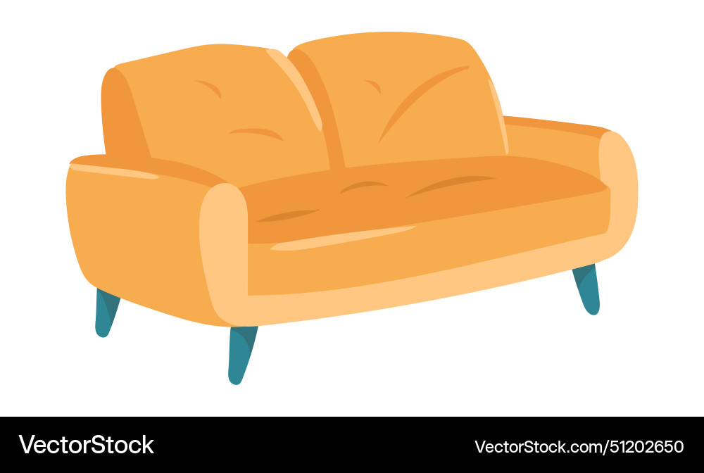 Cozy sofa in flat design comfortable couch Vector Image