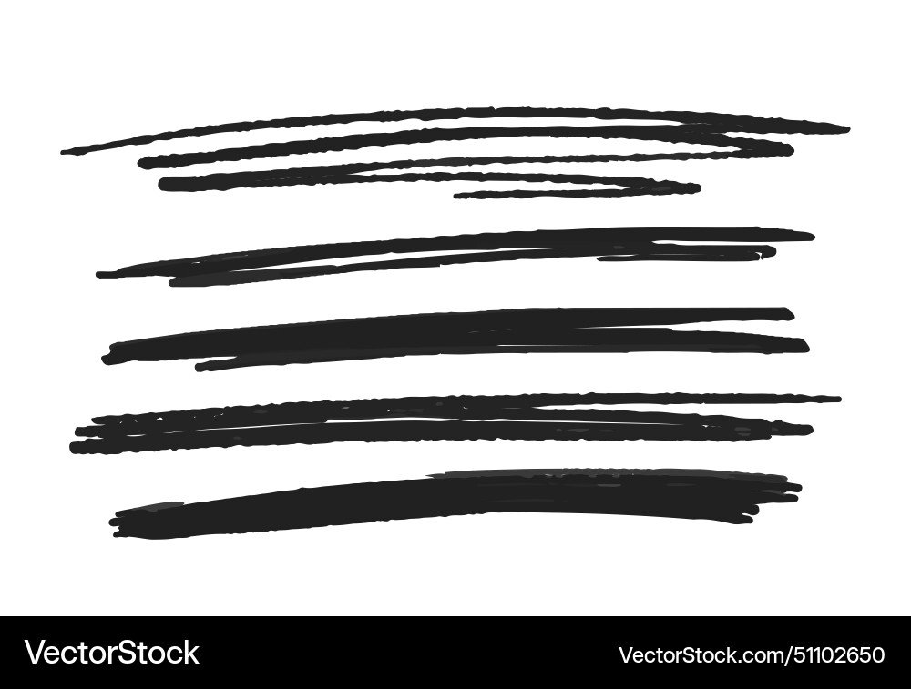 Doodle strikethrough underlines set brush stroke Vector Image