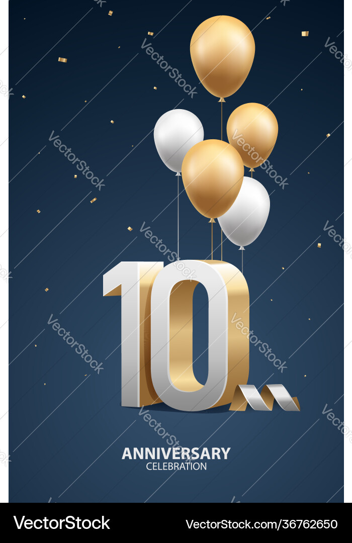 Golden 10th Anniversary Celebration Royalty Free Vector