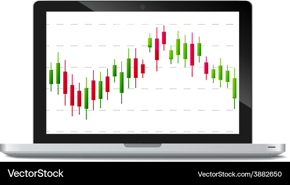 Laptop with forex chart on desktop Royalty Free Vector Image