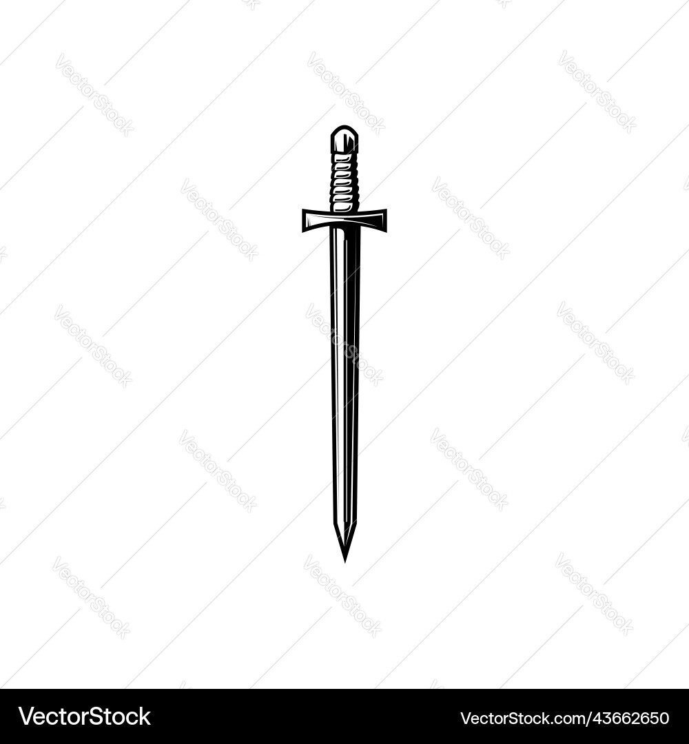 Medieval sword with sharp blade and handle armour Vector Image
