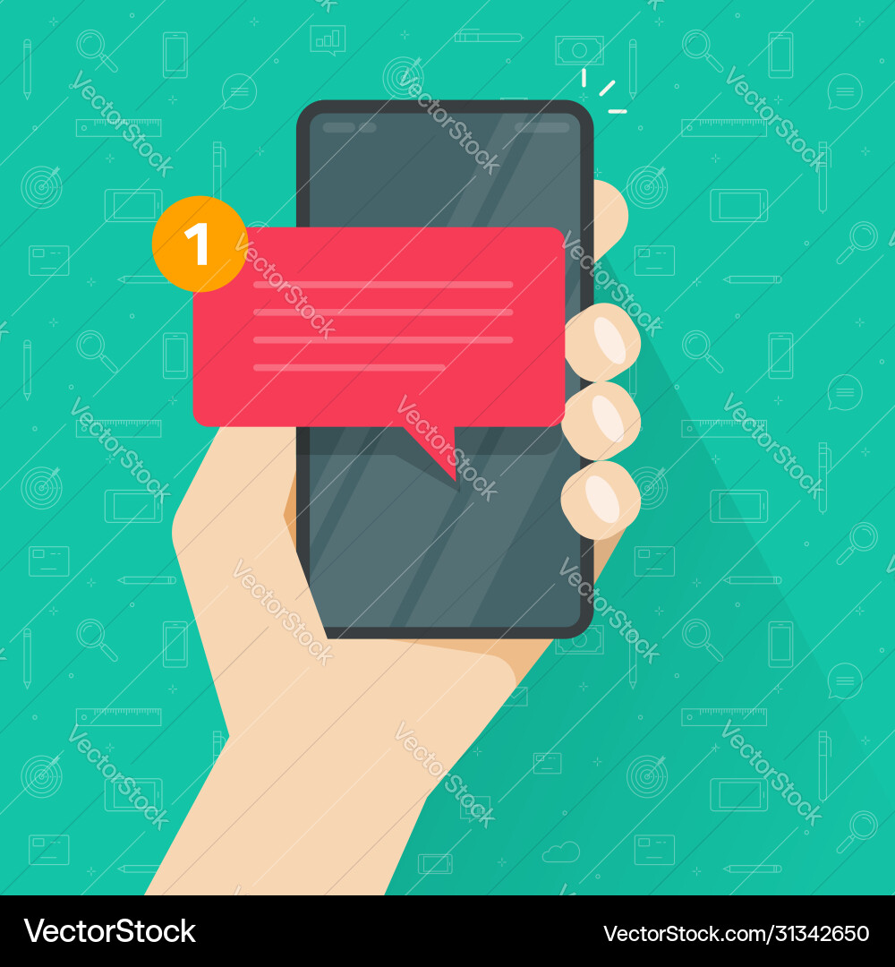 New chat text message notice on mobile phone Vector Image
