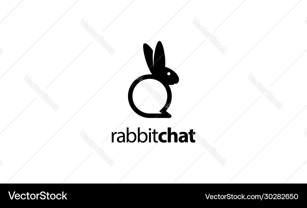 Rabbit bunny animal with chat talk logo design Vector Image