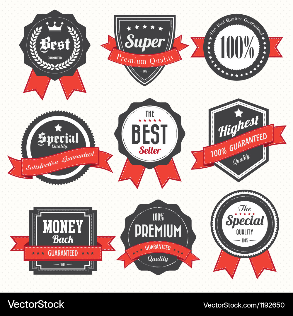 Retro Vintage Labels & Badges Royalty Free Vector Image