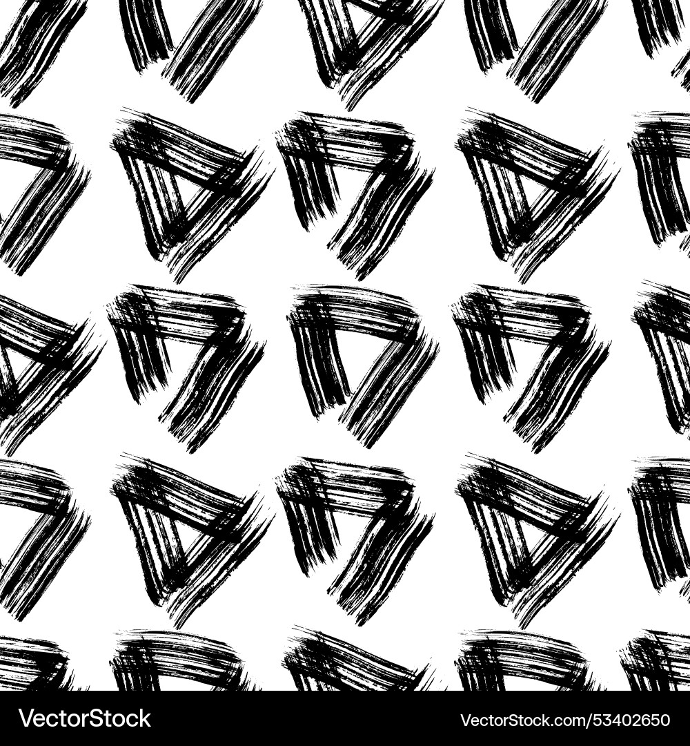 Seamless pattern with black triangle grunge brush Vector Image