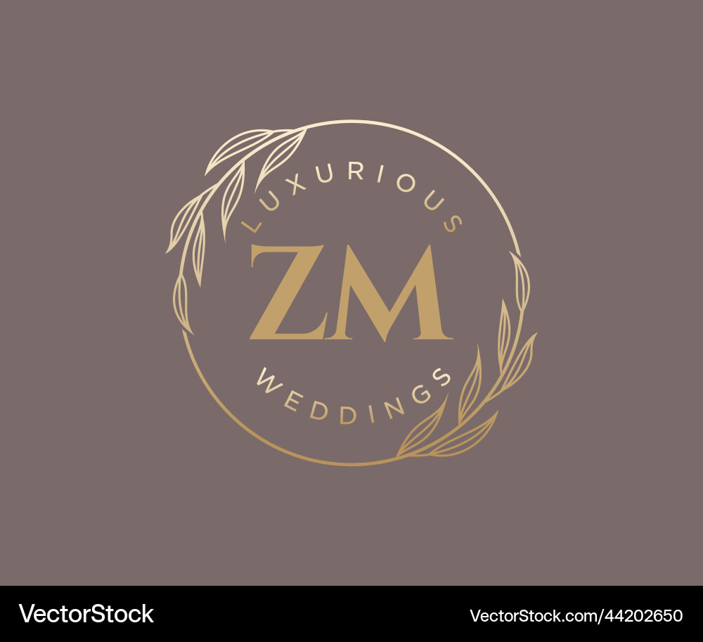 Zm initials letter wedding monogram logos Vector Image