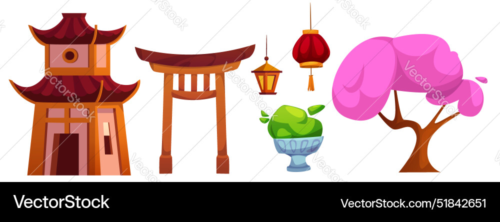 Chinese village or town traditional elements Vector Image