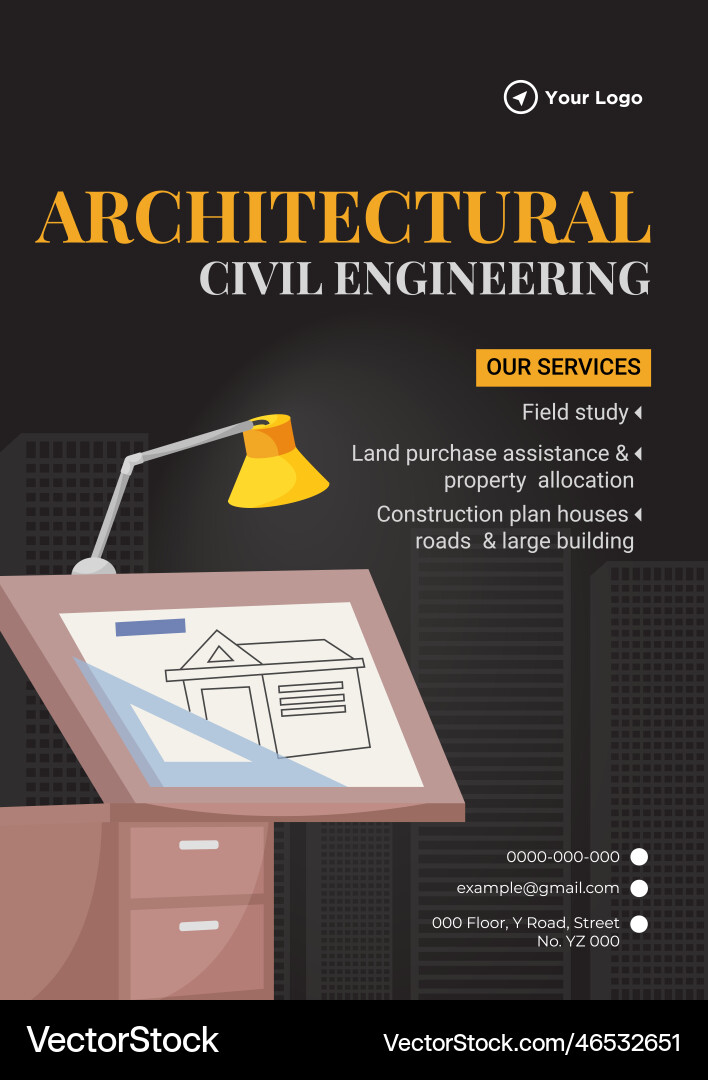 Flyer design of architectural civil engineering Vector Image