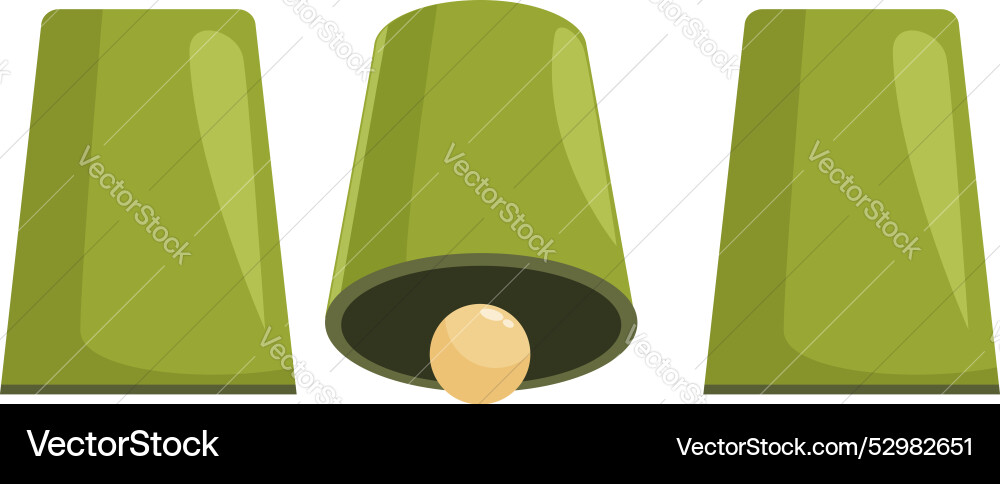 Green shell game showing ball hiding under a cup Vector Image