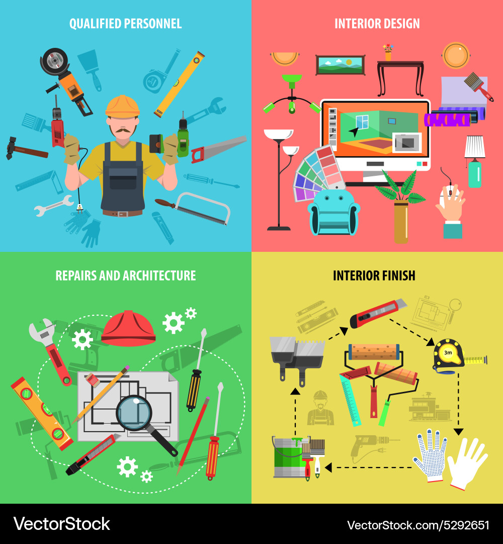 Interior design set Royalty Free Vector Image - VectorStock