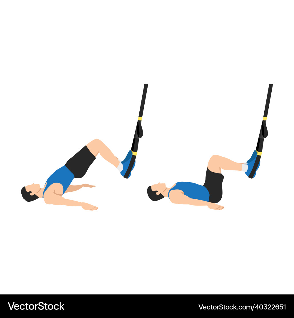 Man doing trx suspension straps glute bridge Vector Image