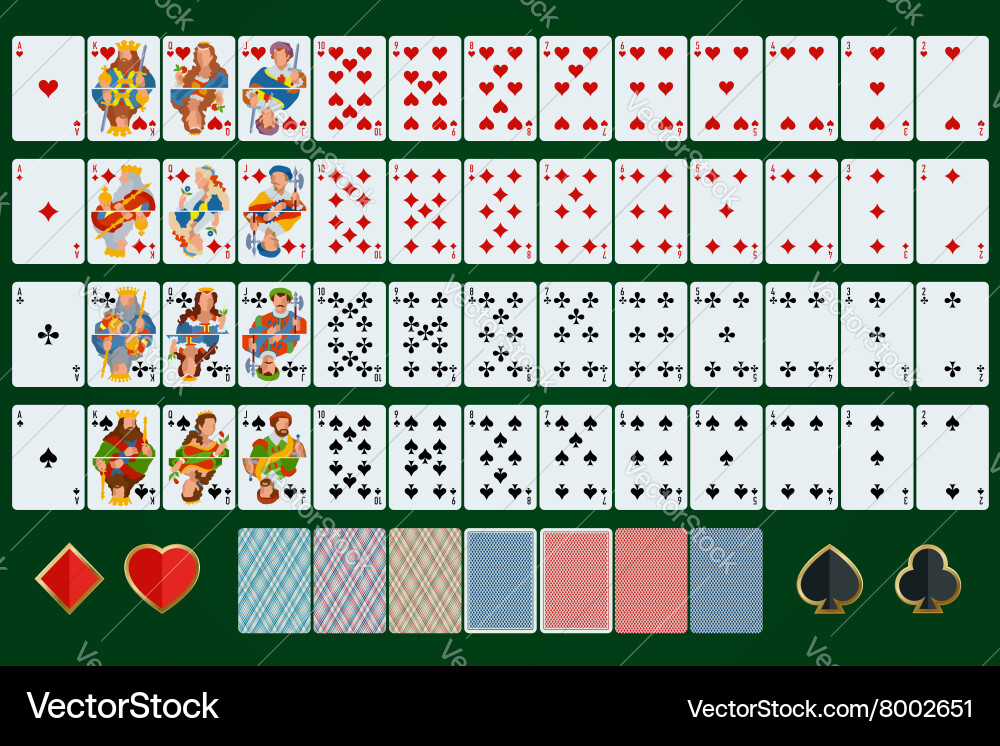 Poker Card Set - Flat Design Royalty Free Vector Image