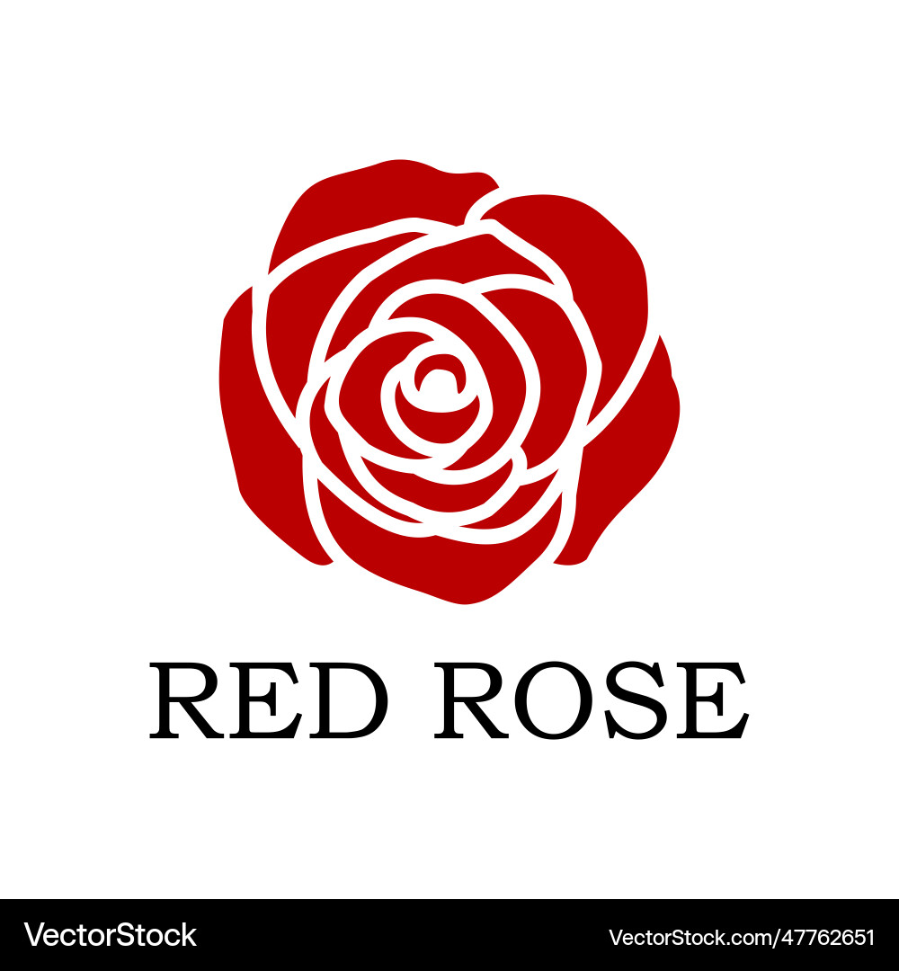 Rd rose flat style logo Royalty Free Vector Image