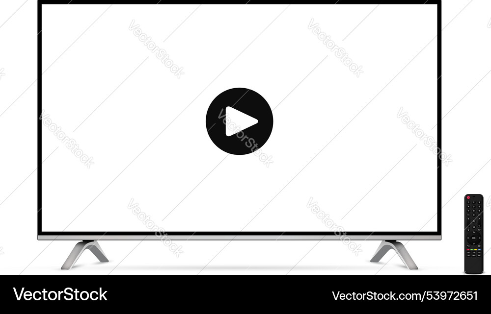 Tv oled flat screen with play button Royalty Free Vector