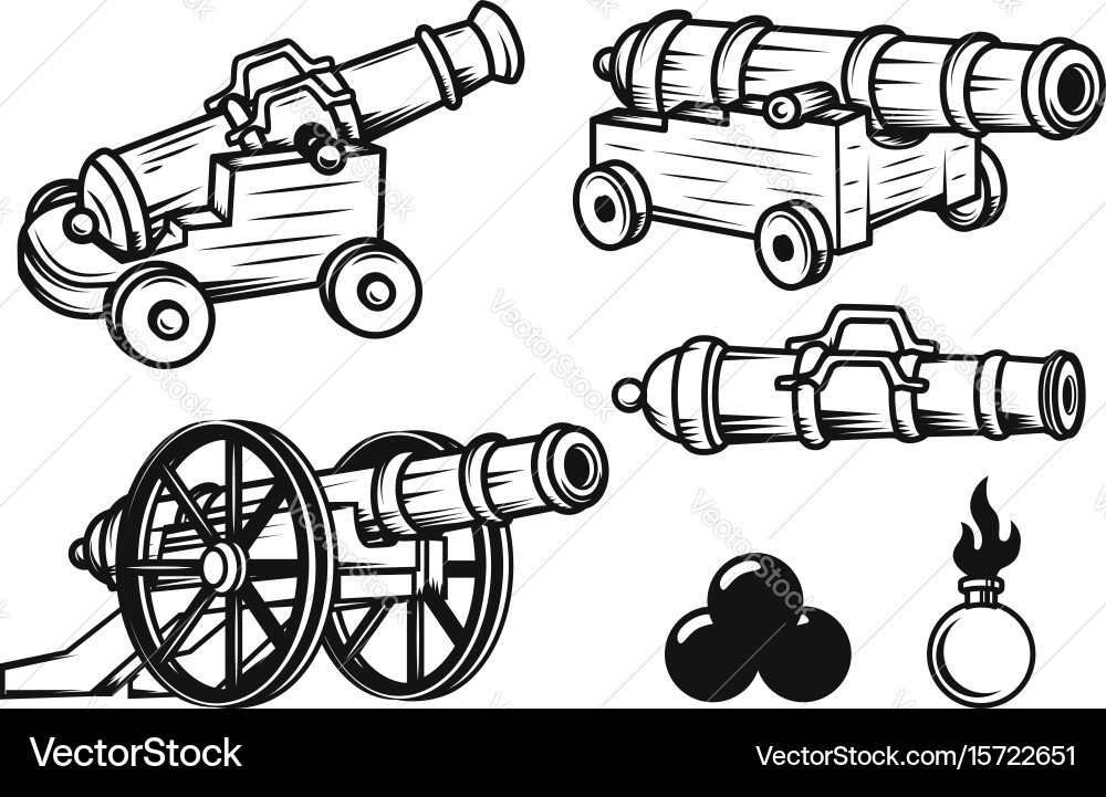 Vintage Cannon Elements Royalty Free Vector Image