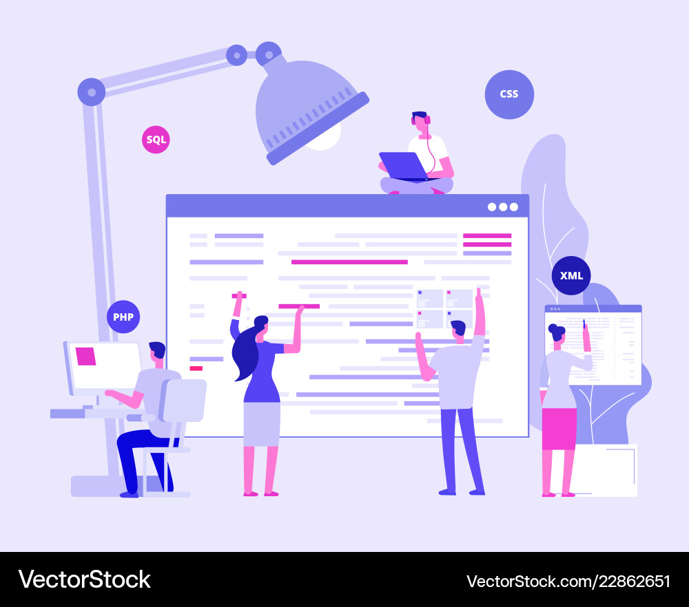 Web Development Team Royalty Free Vector Image