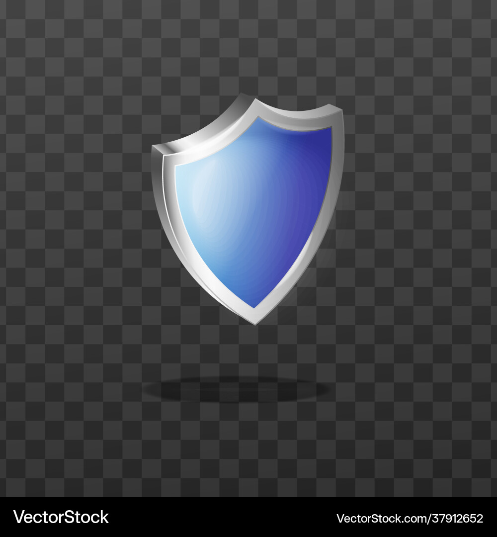 Blank blue glass security guard shield with silver