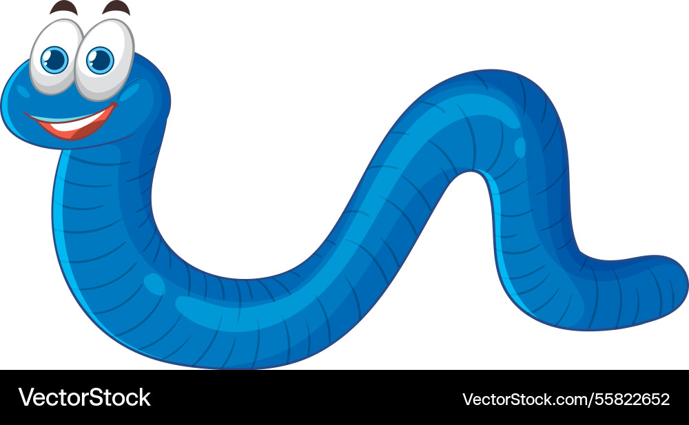 Cheerful blue worm character smiling in cartoon Vector Image
