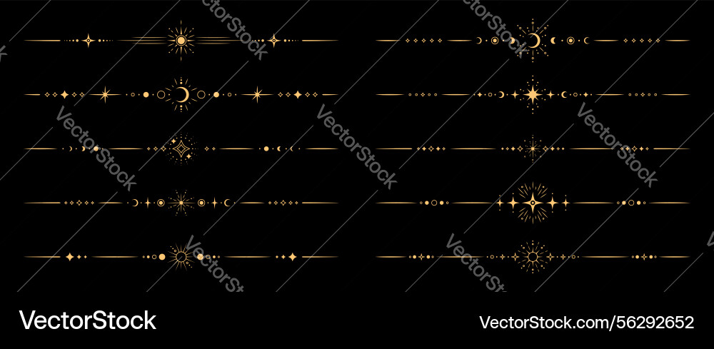 Esoteric magic celestial divider border set Vector Image