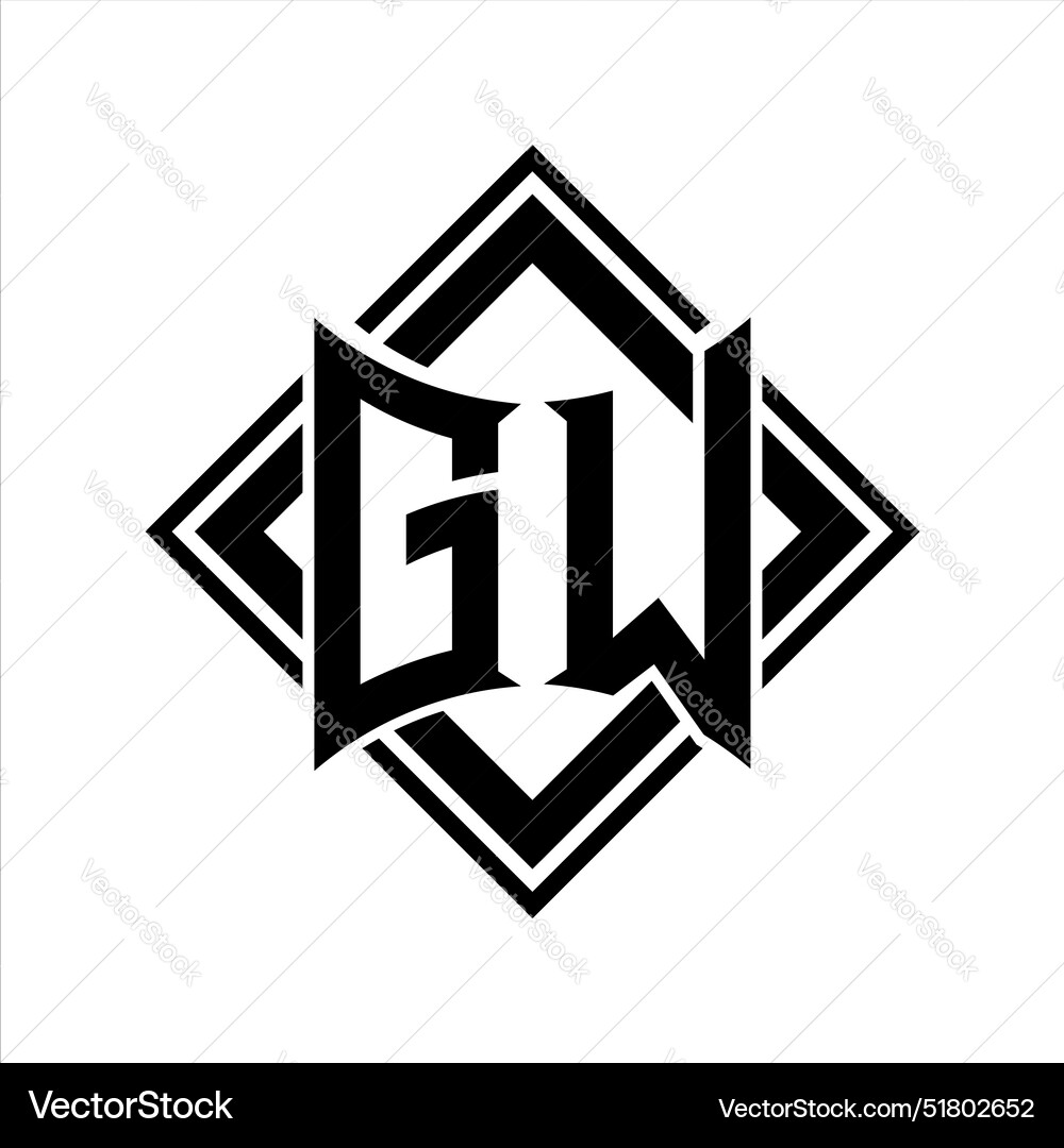 Gw letter logo with abstract shield shape Vector Image