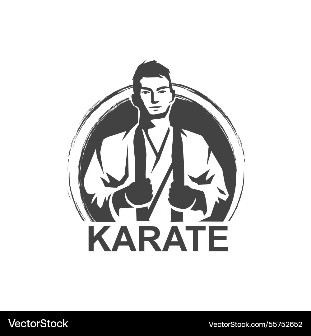 Karate logo design karateka in kimono with black Vector Image